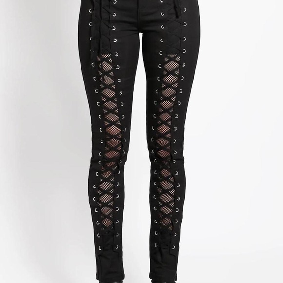 Tripp nyc | Jeans | Tripp Nyc Fish Net Lace Up Jeans | Poshmark